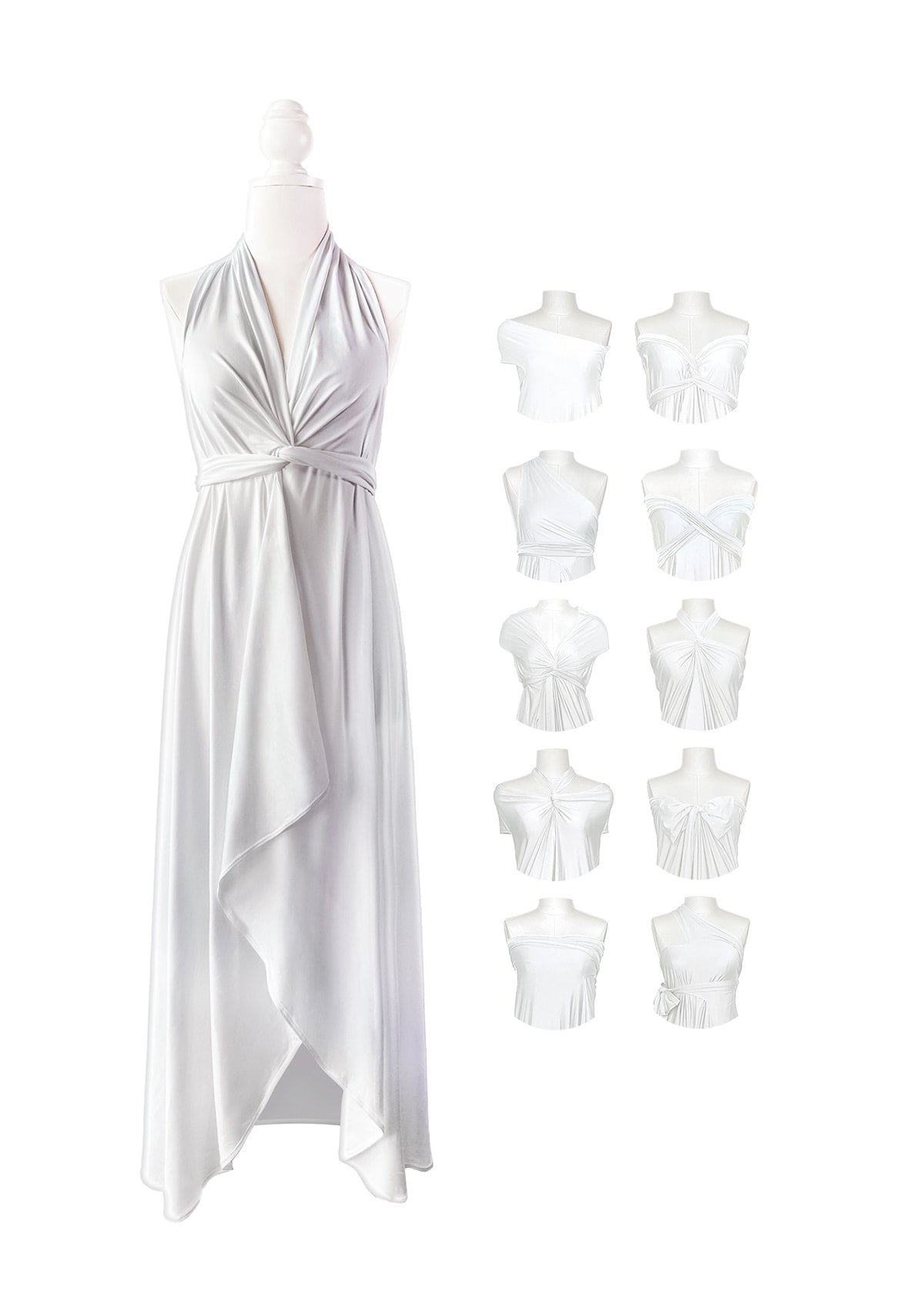 White Infinity Beach Dress | One-Size Cover Up with 24 Styles
