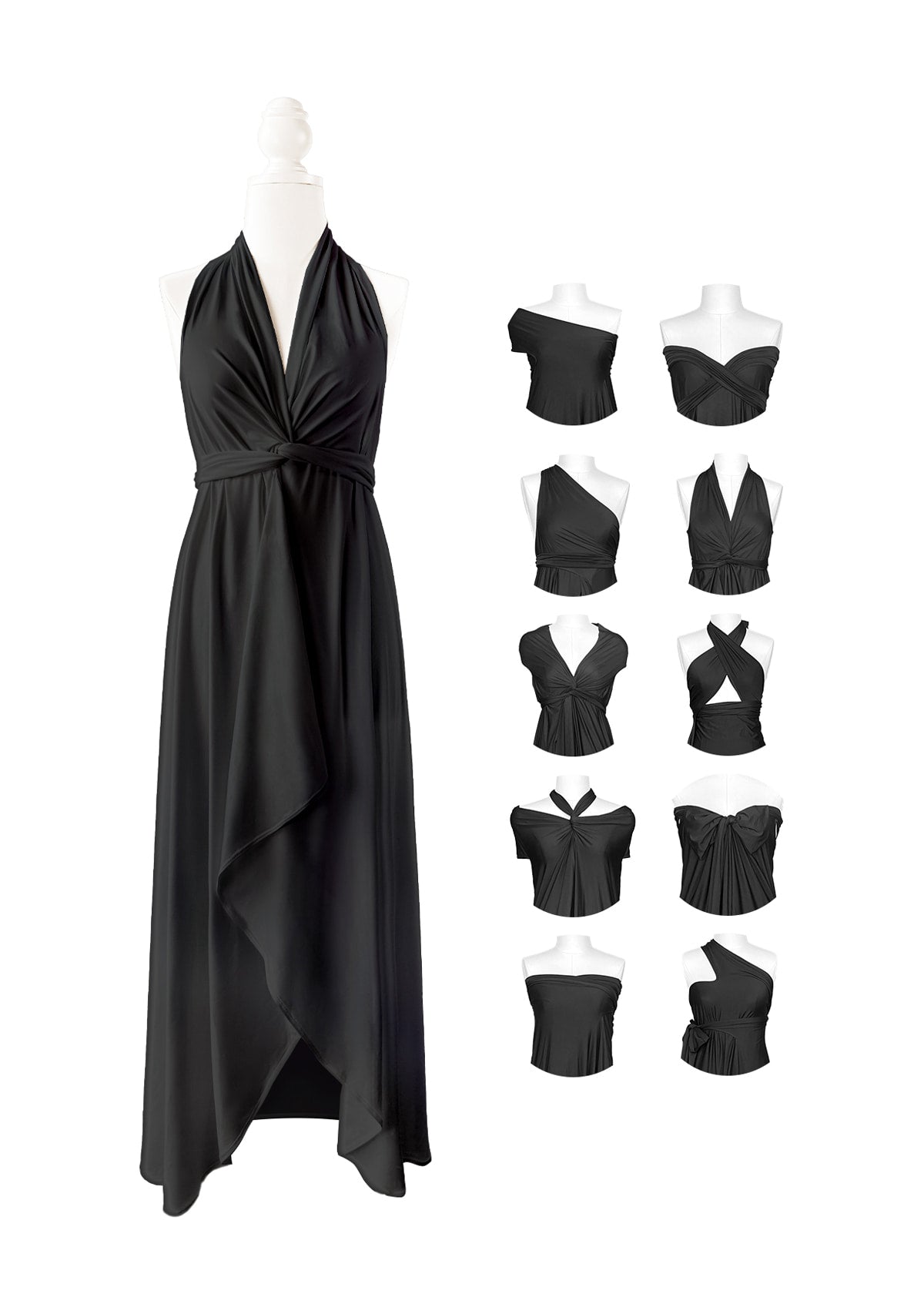 Black Infinity Beach Dress | One-Size Cover Up with 24 Styles