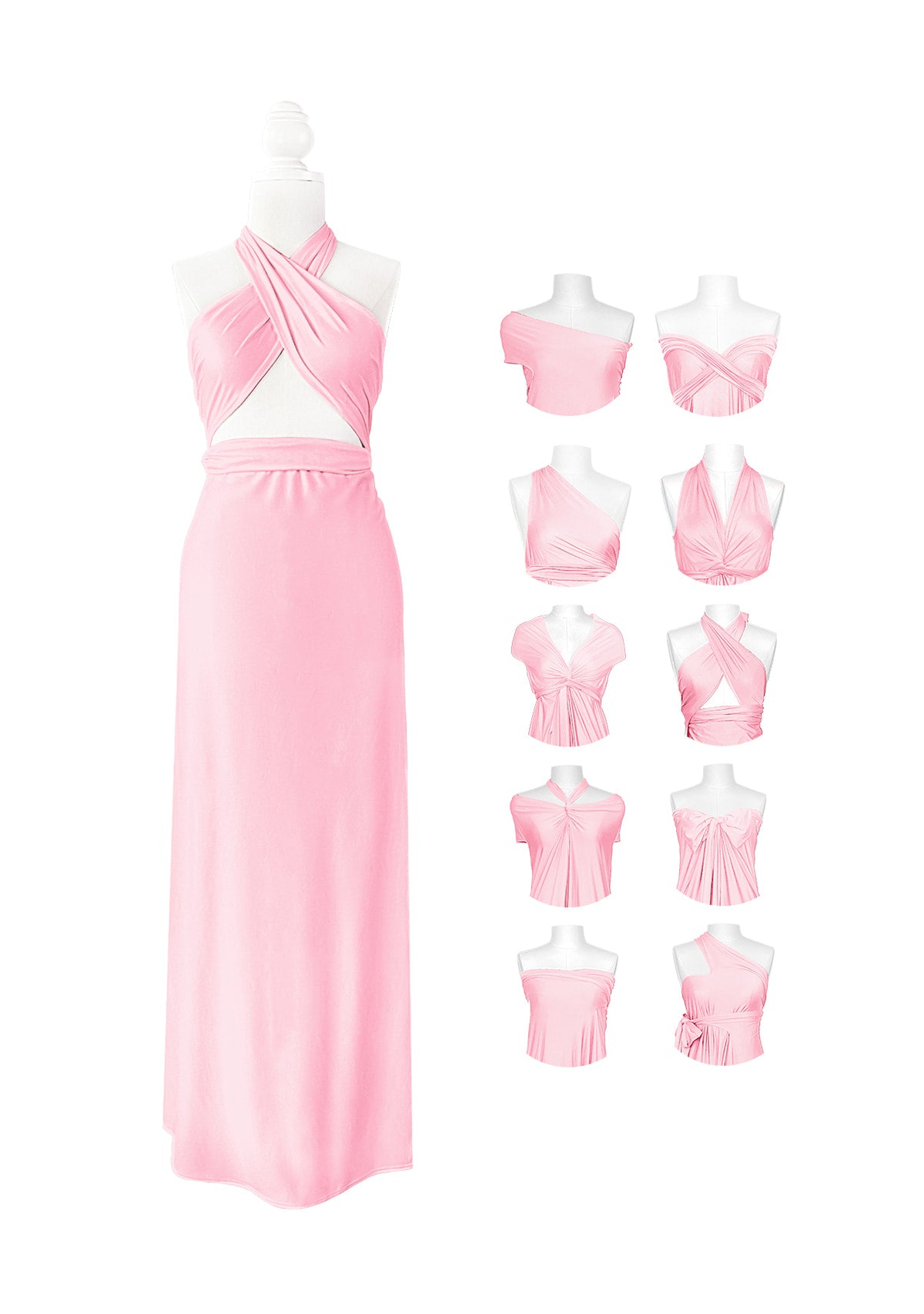 Blush Pink Infinity Beach Dress | One-Size Cover Up with 24 Styles